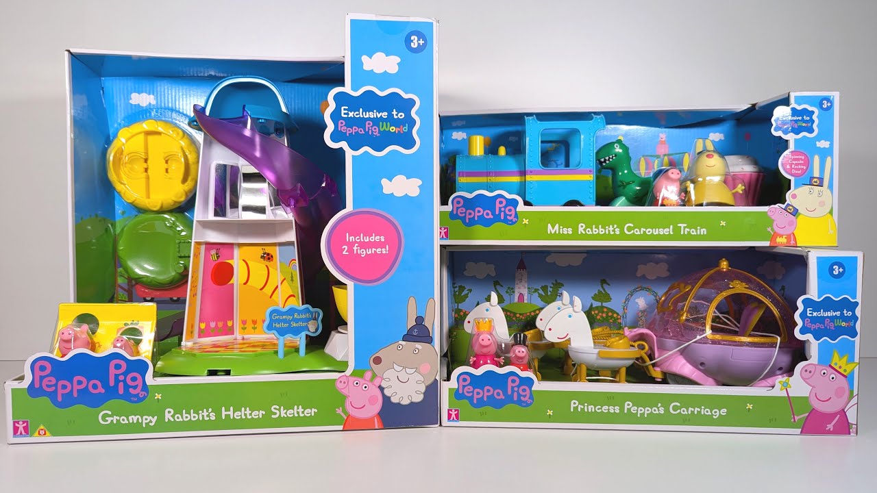 Peppa Pig World Toy Collection Unboxing Helter Skelter Carriage Train ...