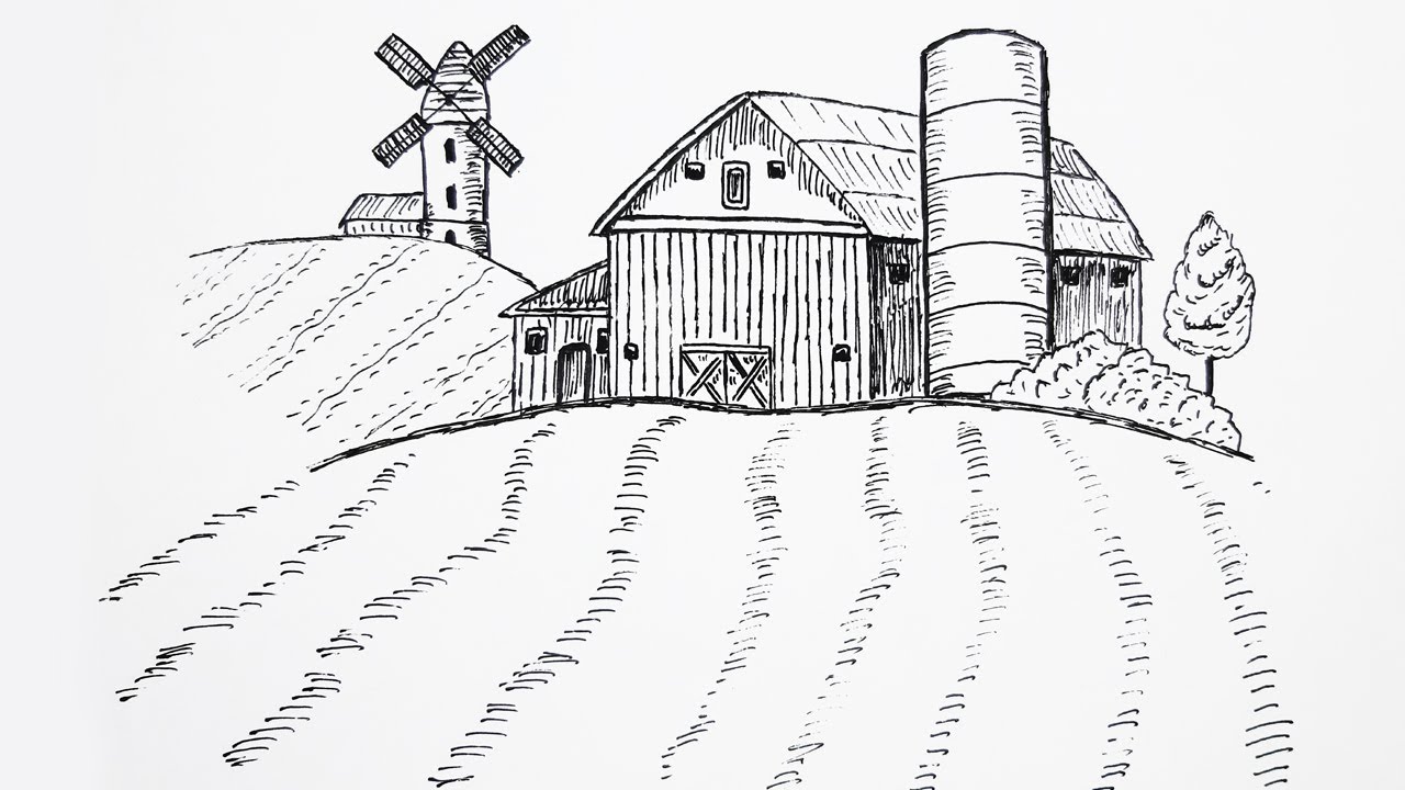 How to Draw a Farm | Як Намалювати Ферму - YouTube