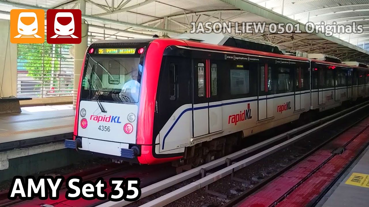 LRT Ampang/Sri Petaling Lines AMY Set 35 Arriving and Departing to Hang ...