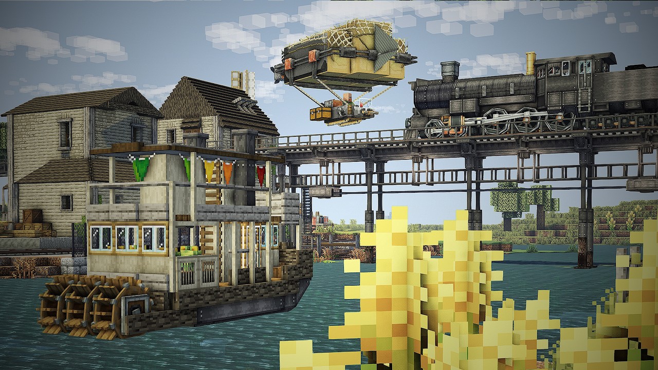 Airships & Paddle Steamboat in Minecraft Create Mod! - YouTube