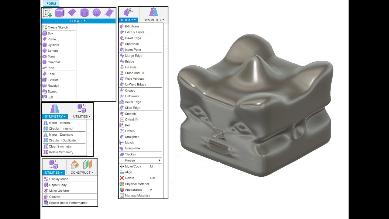Fusion 360: Create Forms and Organic Shapes - YouTube