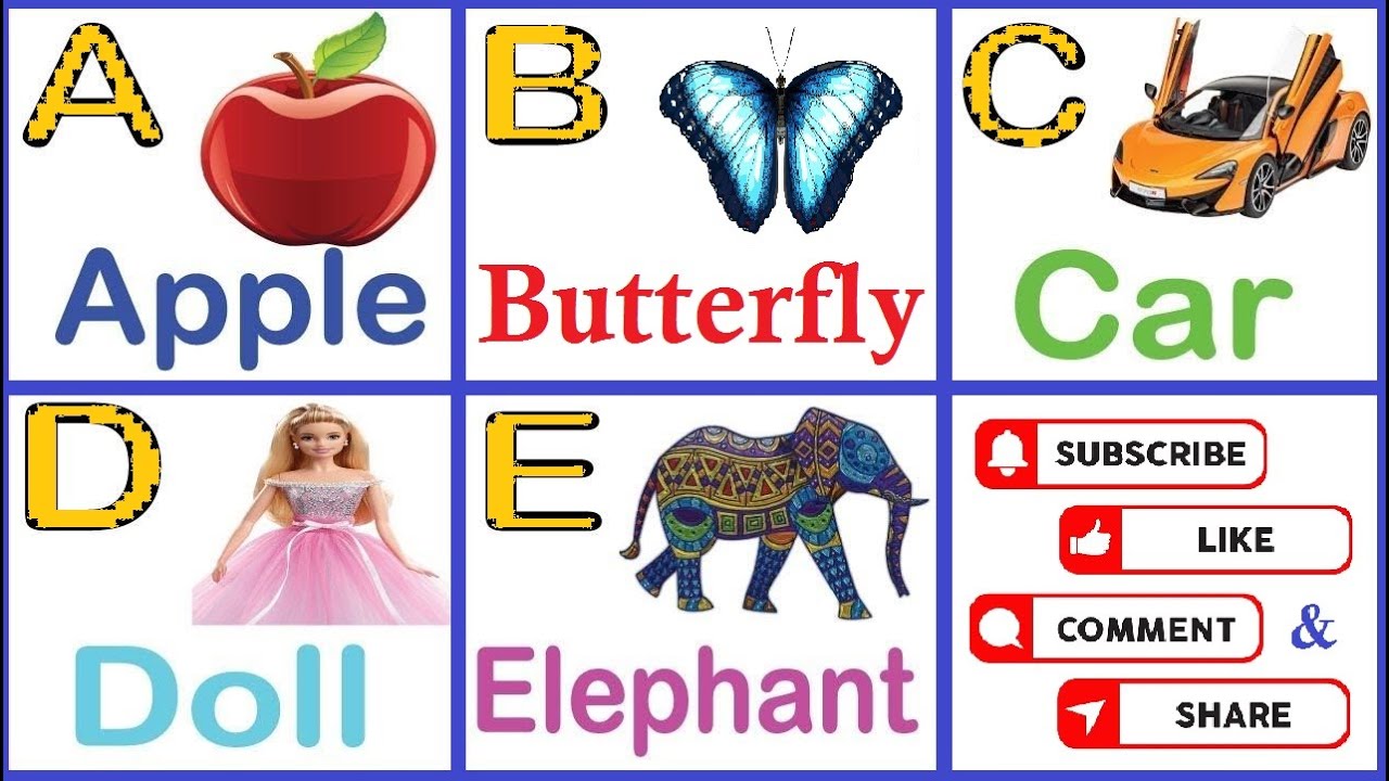 A to Z Alphabets with picture, abcd song, learn a to z with kids, ABCD ...
