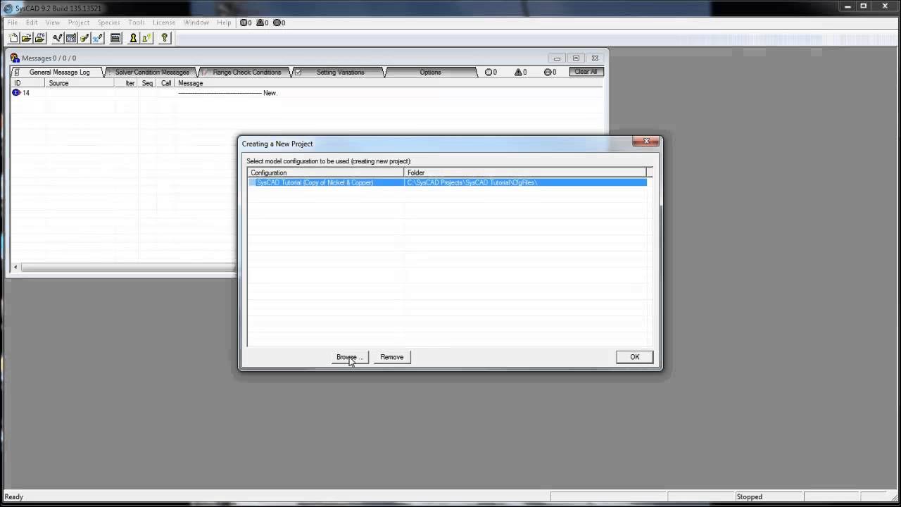 SysCAD Tutorial Section 2.3 - Start a New Project - YouTube