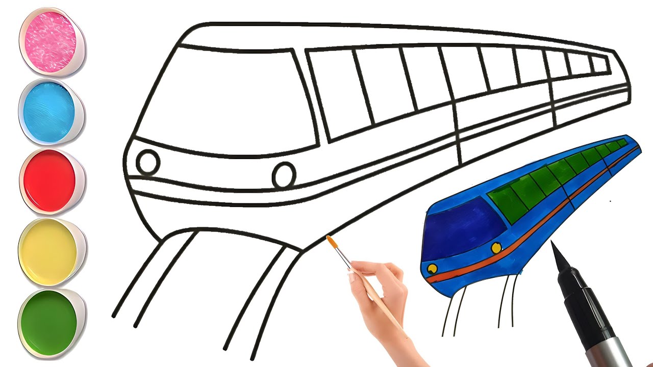 Metro train 🚆 Drawing Painting and Coloring for Kids & Toddlers | Learn ...