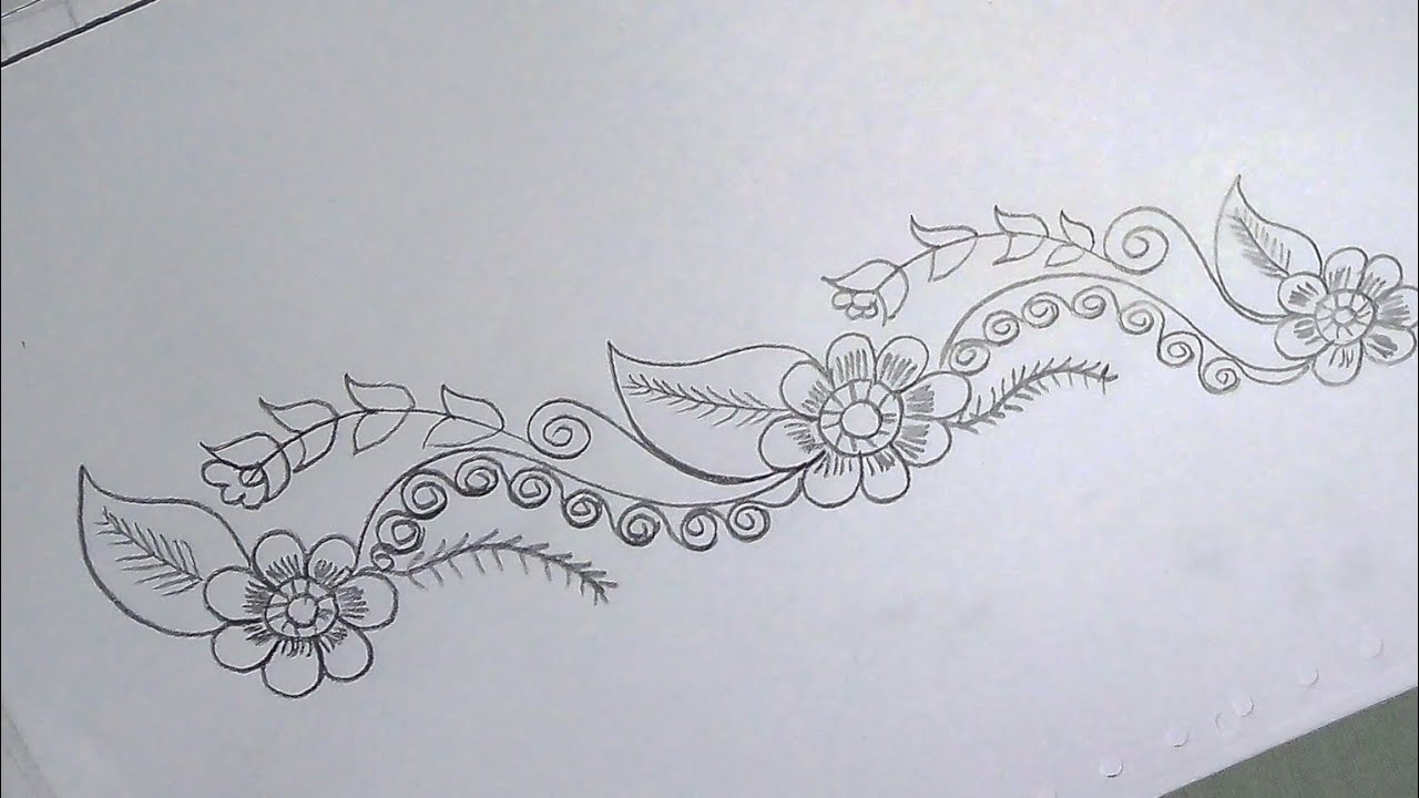 hand drawing of chader border designs #artandcraftswithja #embroidery # ...