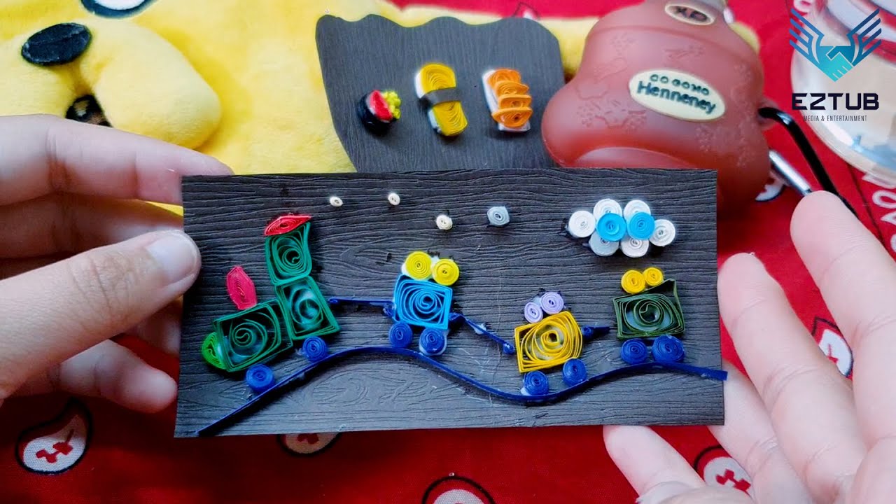 Easy Quilling Colorful Train Card Tutorial / Handmade Quilling Colorful ...