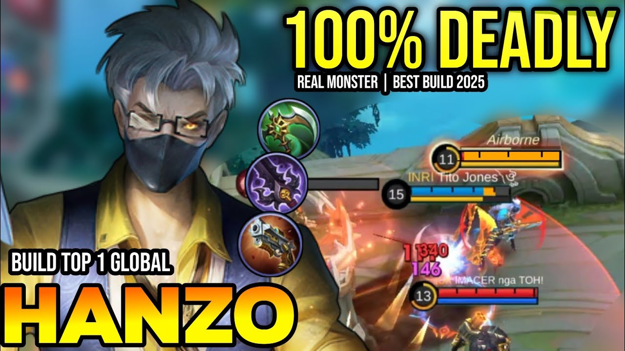 HANZO BEST BUILD 2025 | BUILD TOP 1 GLOBAL HANZO GAMEPLAY | MOBILE ...