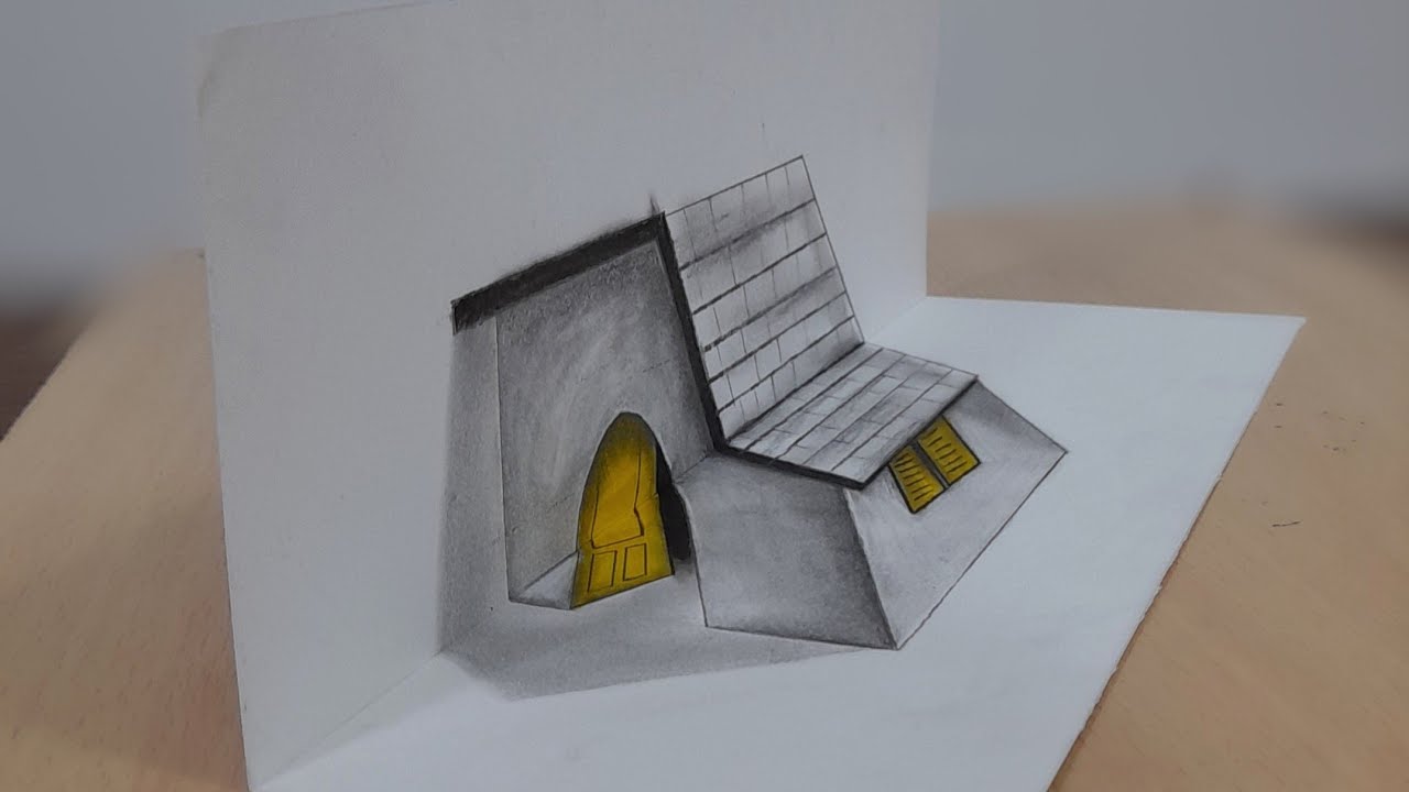 How to draw 3D home | Easy 3D drawing for beginners - YouTube