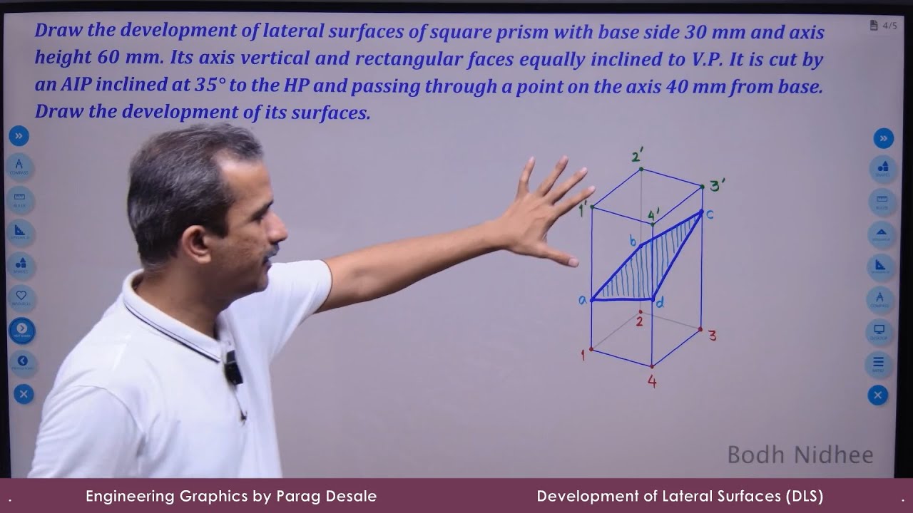 DLS Ex.2 Square Prism l Engineering Graphics I Development of Solids ...