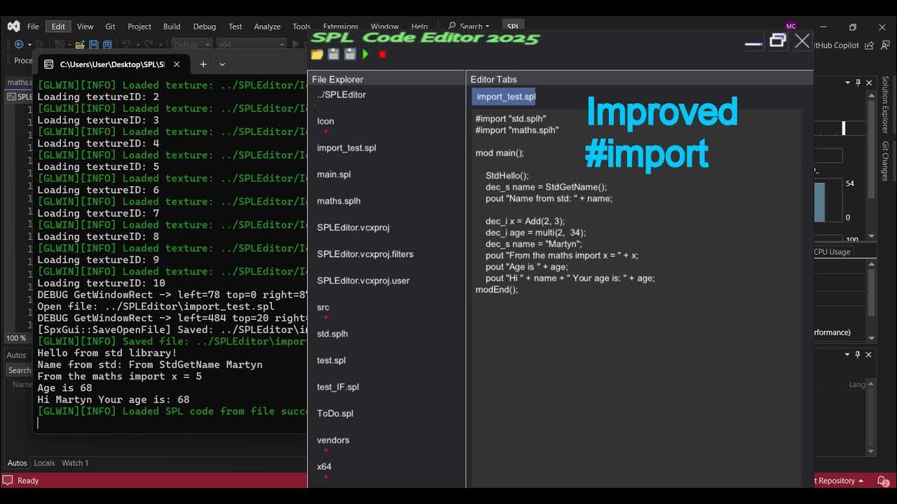 SPL My own programming language [9], improved #import (#include ...