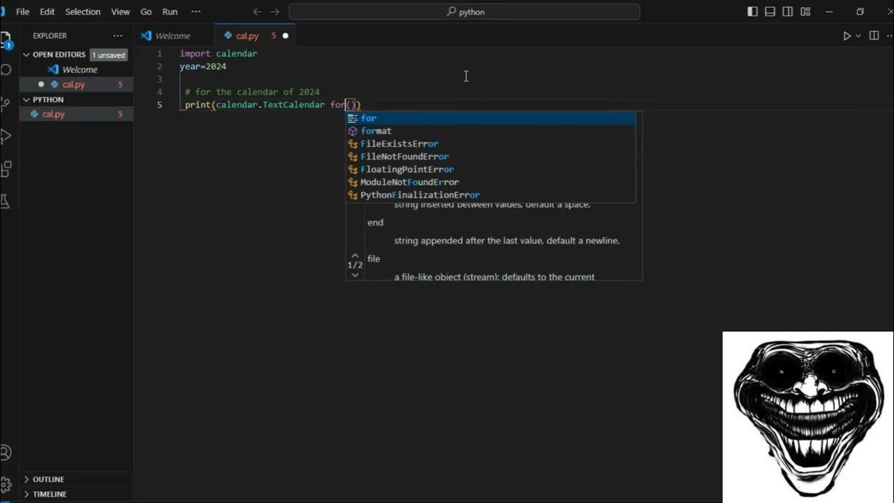 how to make calendar from python - YouTube