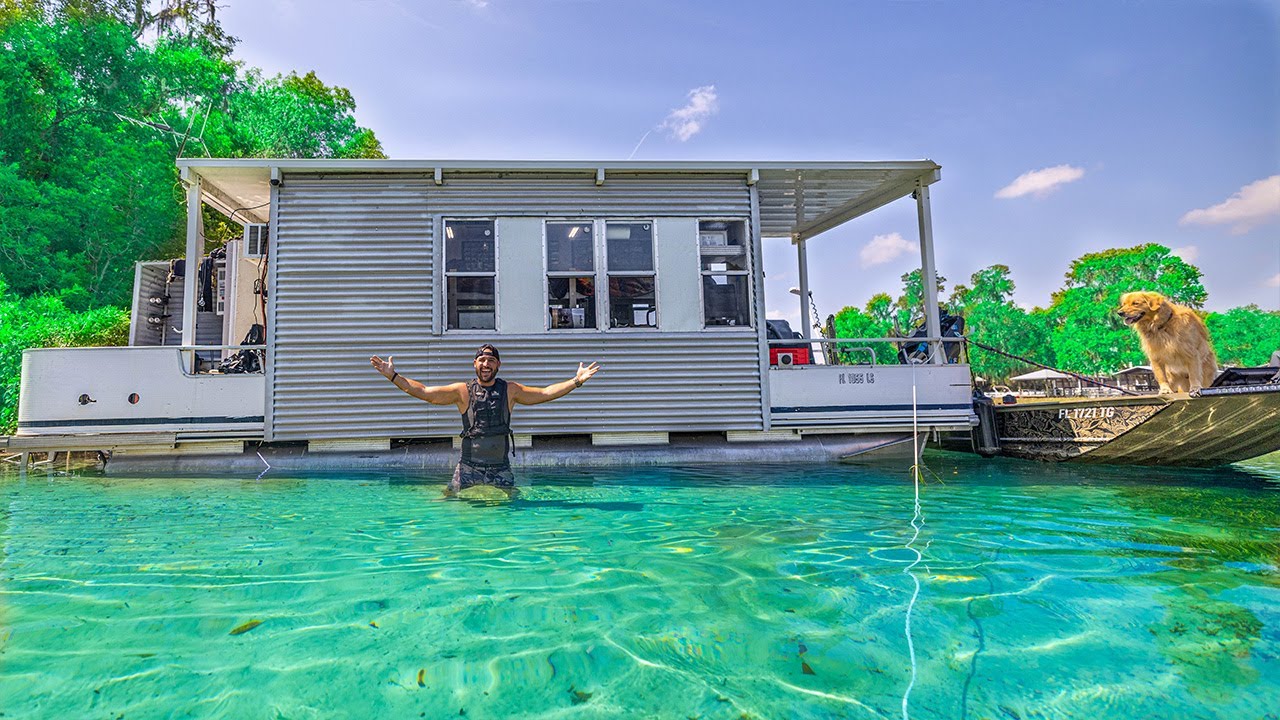 24hr FLOATING TINY HOME Challenge On Rainbow Lagoon!! ($5,000 Mistake ...