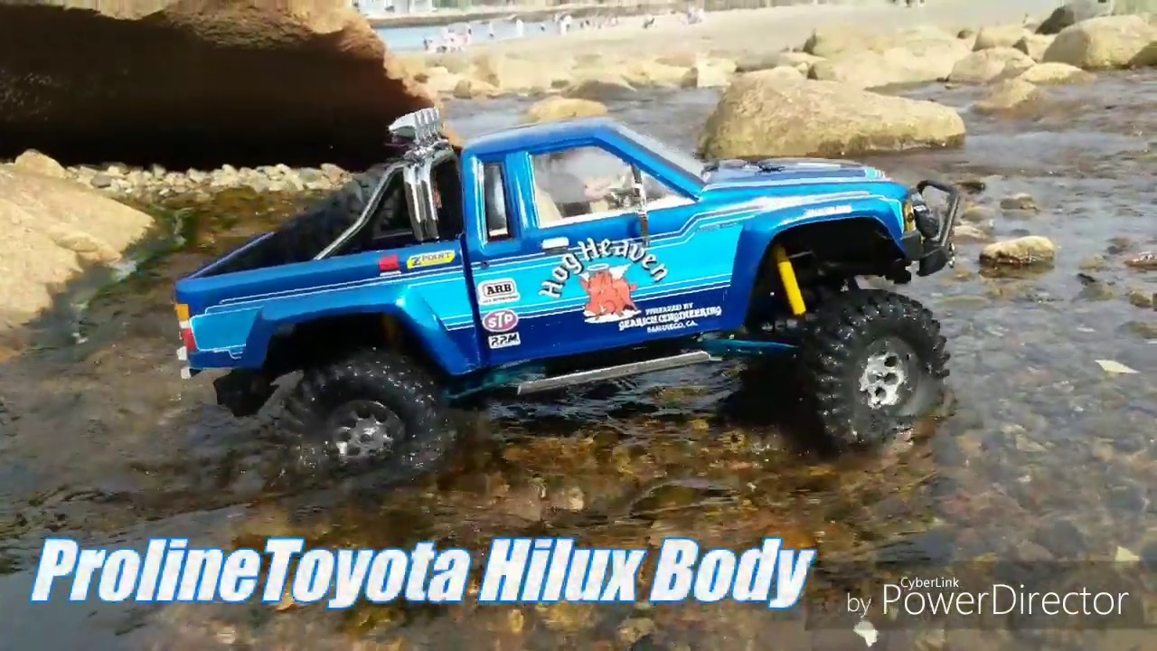 Proline Toyota Hilux Body on the Axial SCX10 - YouTube