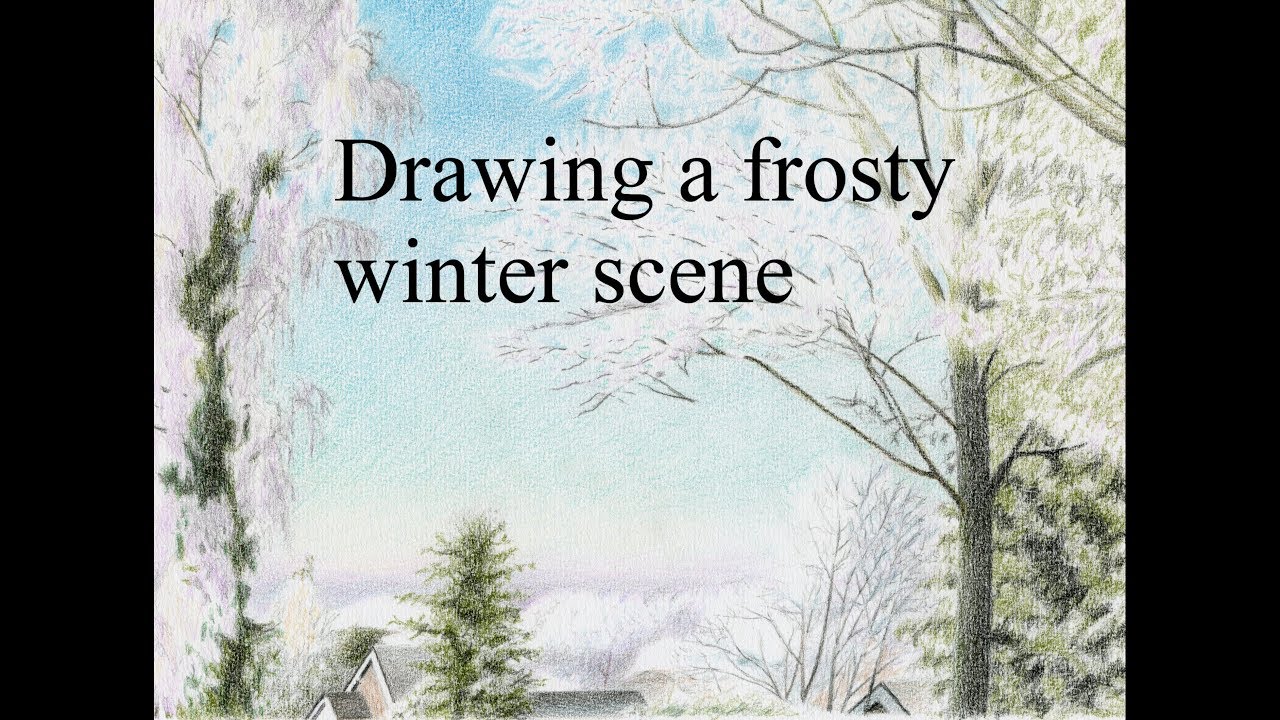 How to draw a frosty winter scene in pencil/crayon. - YouTube