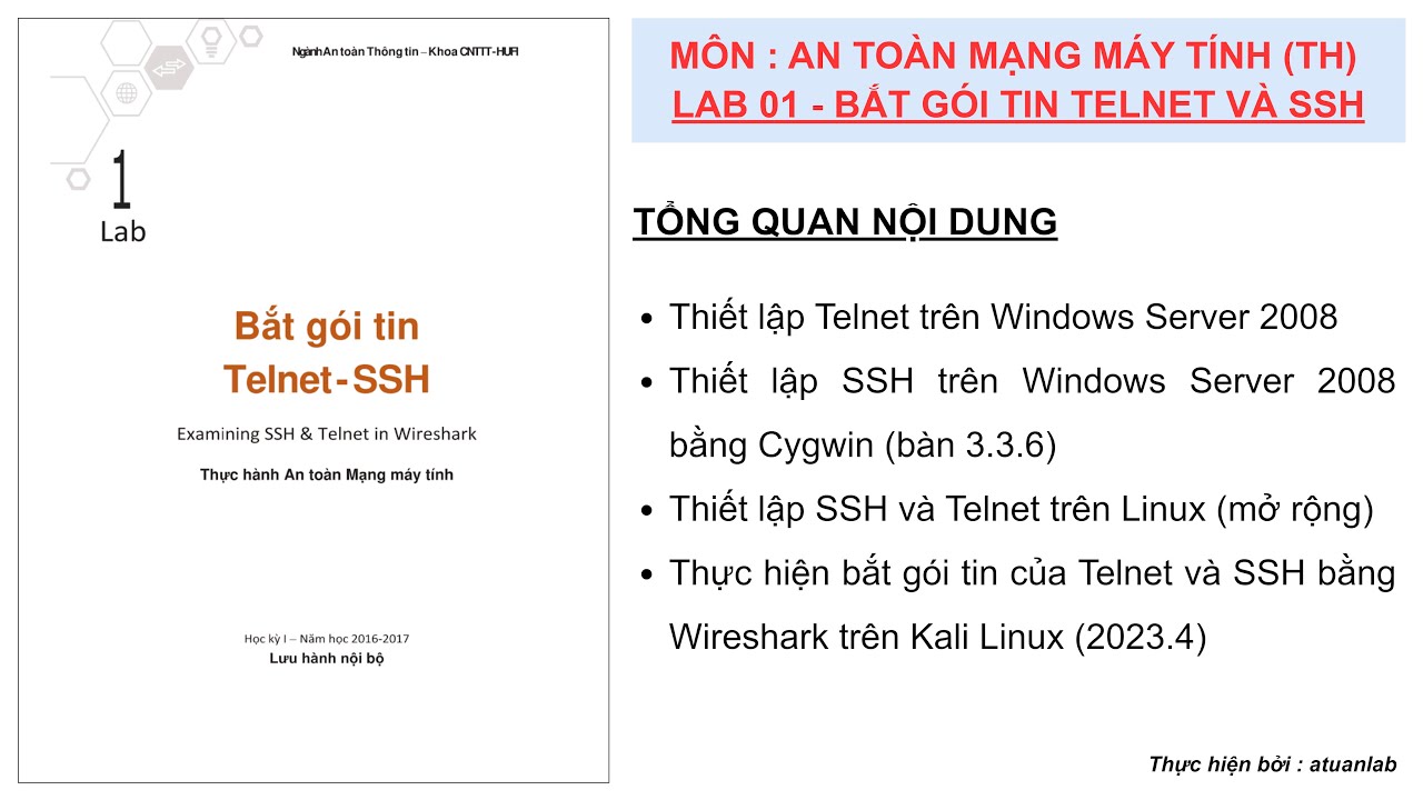 [ATMMT-TH] [2023] [DEMO] Lab 01 - Bắt gói tin Telnet và SSH - YouTube