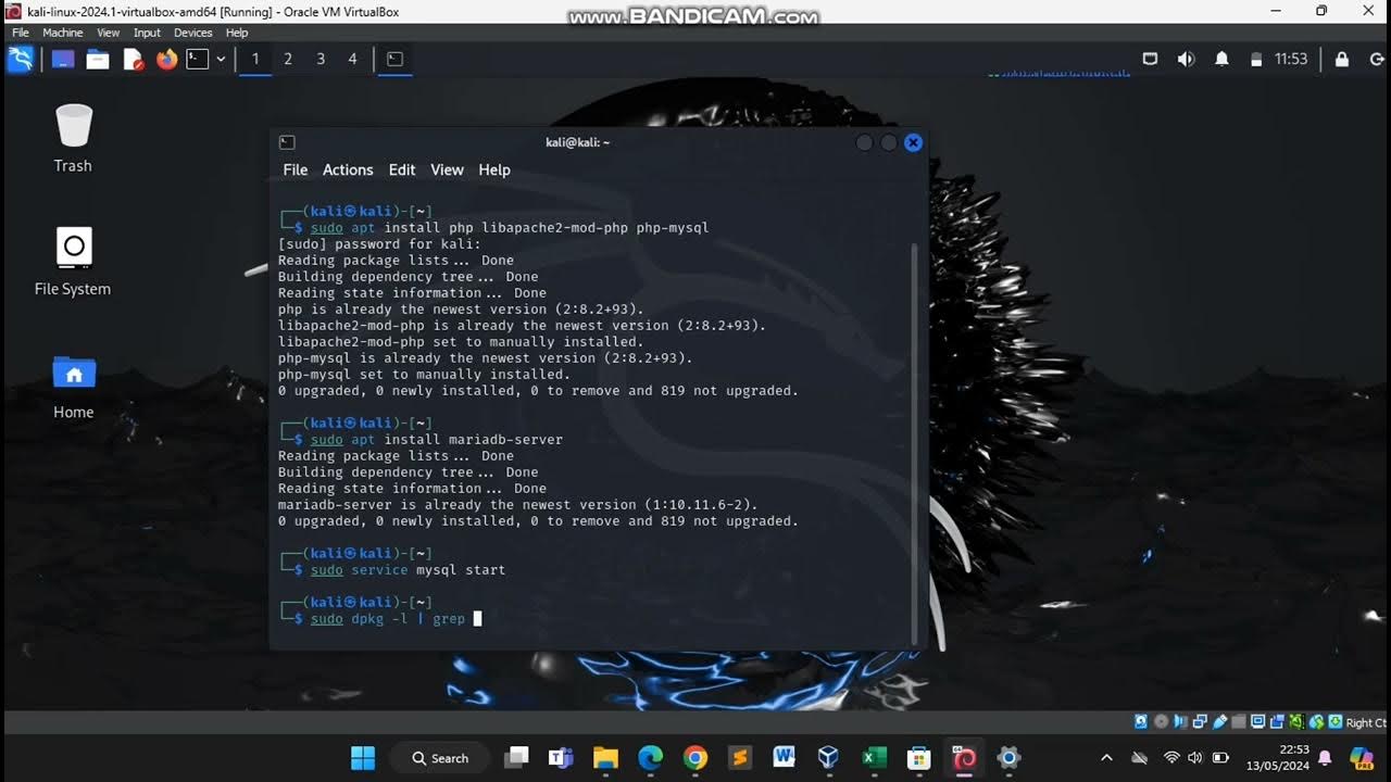 install laravel menggunakan virtualbox kalilinux - YouTube