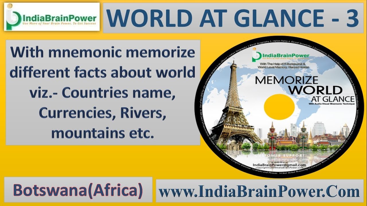 World At Glance With Mnemonics - 3 (Africa's Botswana). India Brain ...