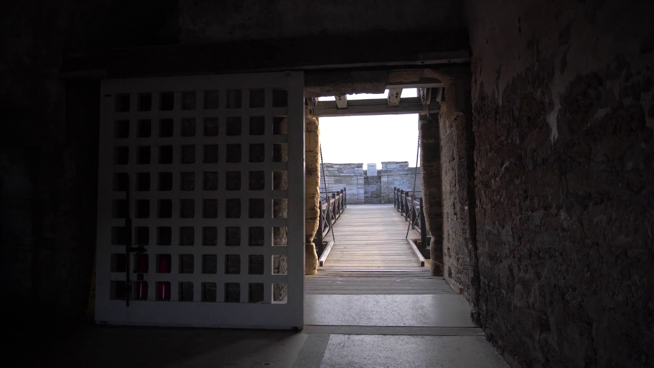 iron gate drawbridge at old military fort - YouTube