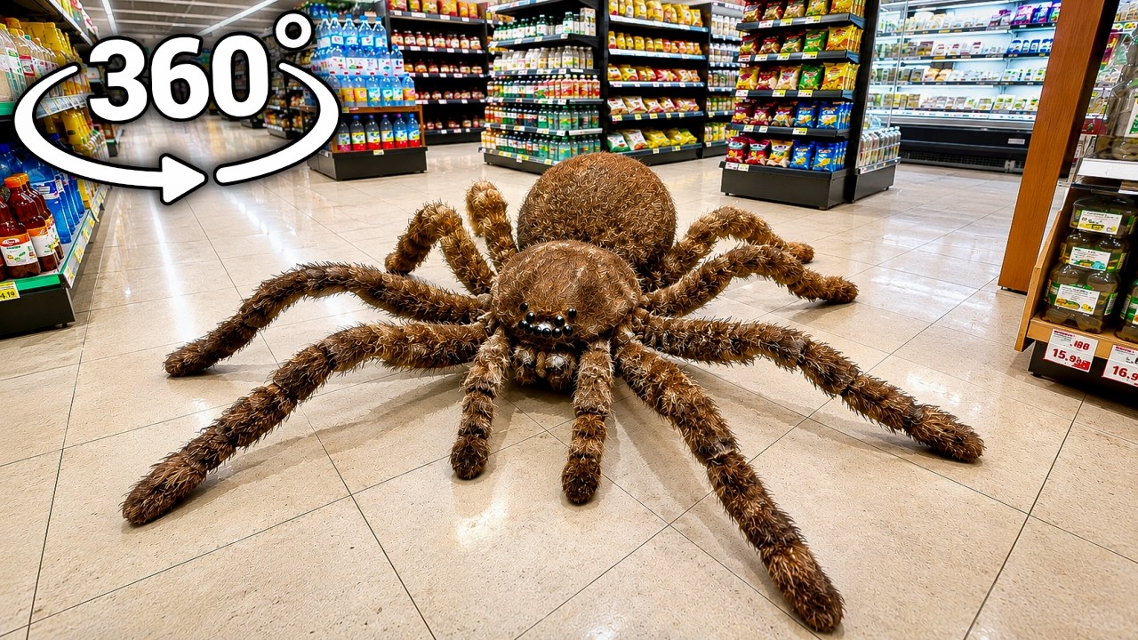 360° Spiders appear in the Supermarket! - YouTube