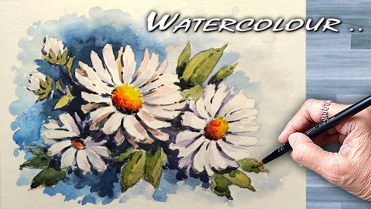 🎨 Watercolour Flower Painting Step by Step Tutorial | जल रंग फूल ...
