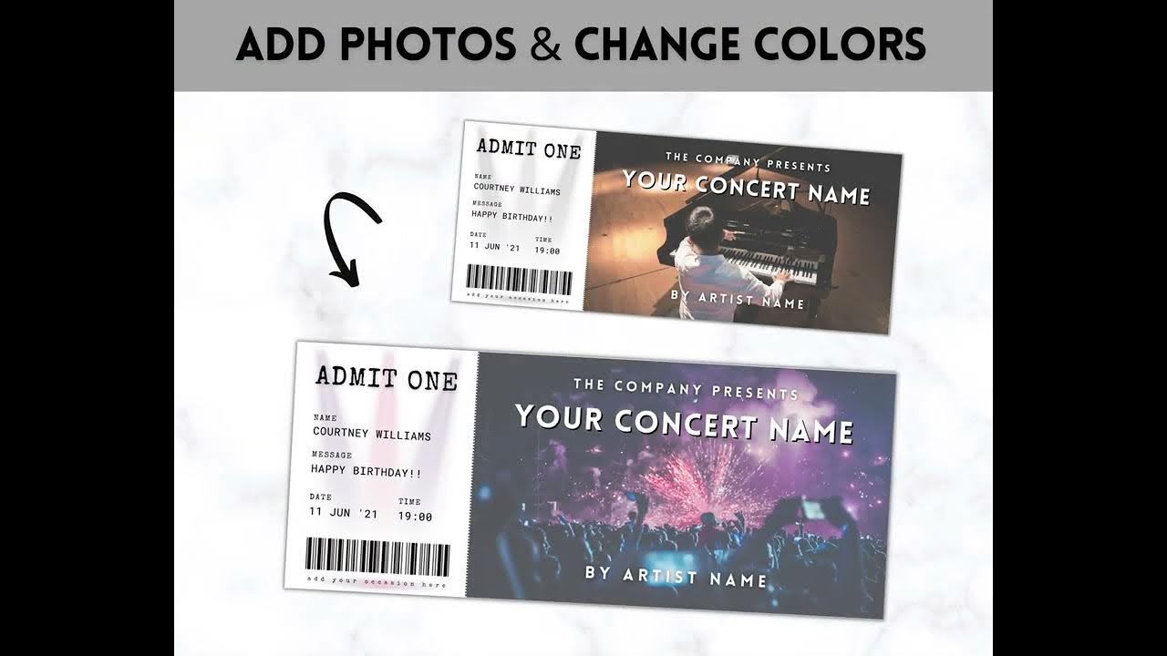 Concert Ticket Editable Template | Perfect Gift for Special Occasions - YouTube