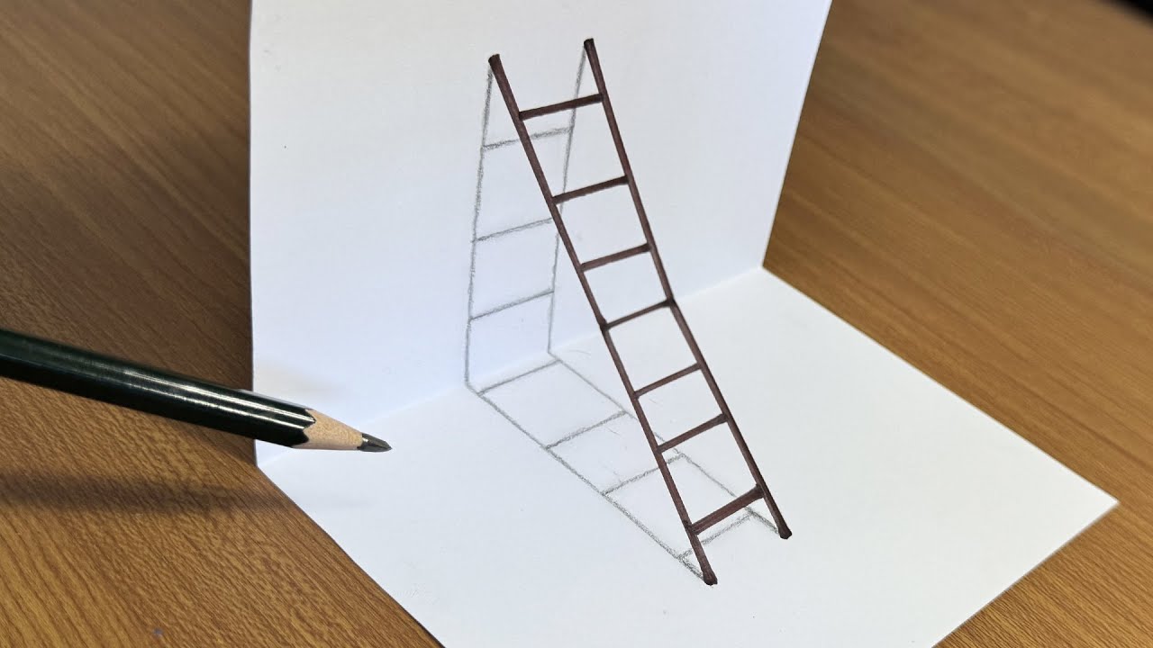 3d drawing stairs on paper | Stair Drawing with shadow - YouTube