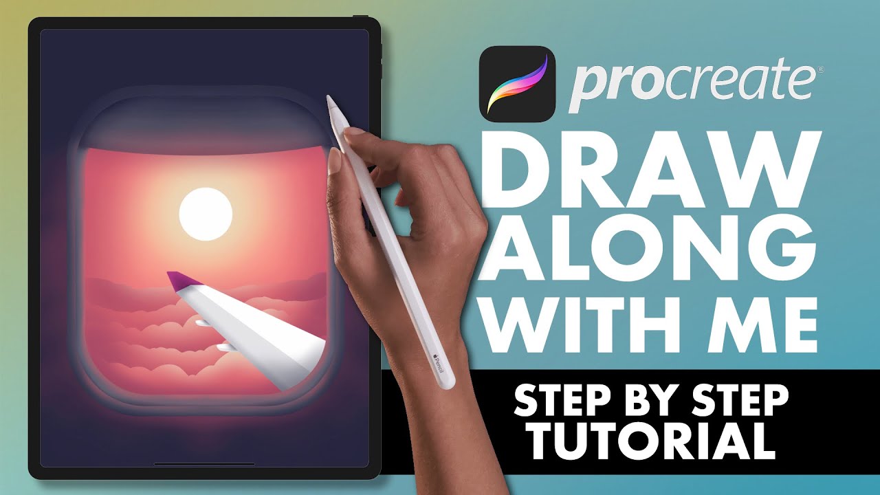 #10 Procreate Step By Step Tutorial - Draw Along With Me - plane window ...