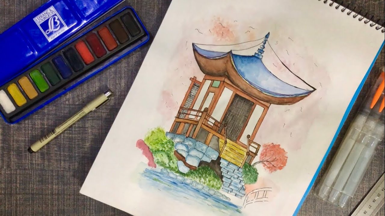 How to outline on watercolour artwork | tutorial - YouTube