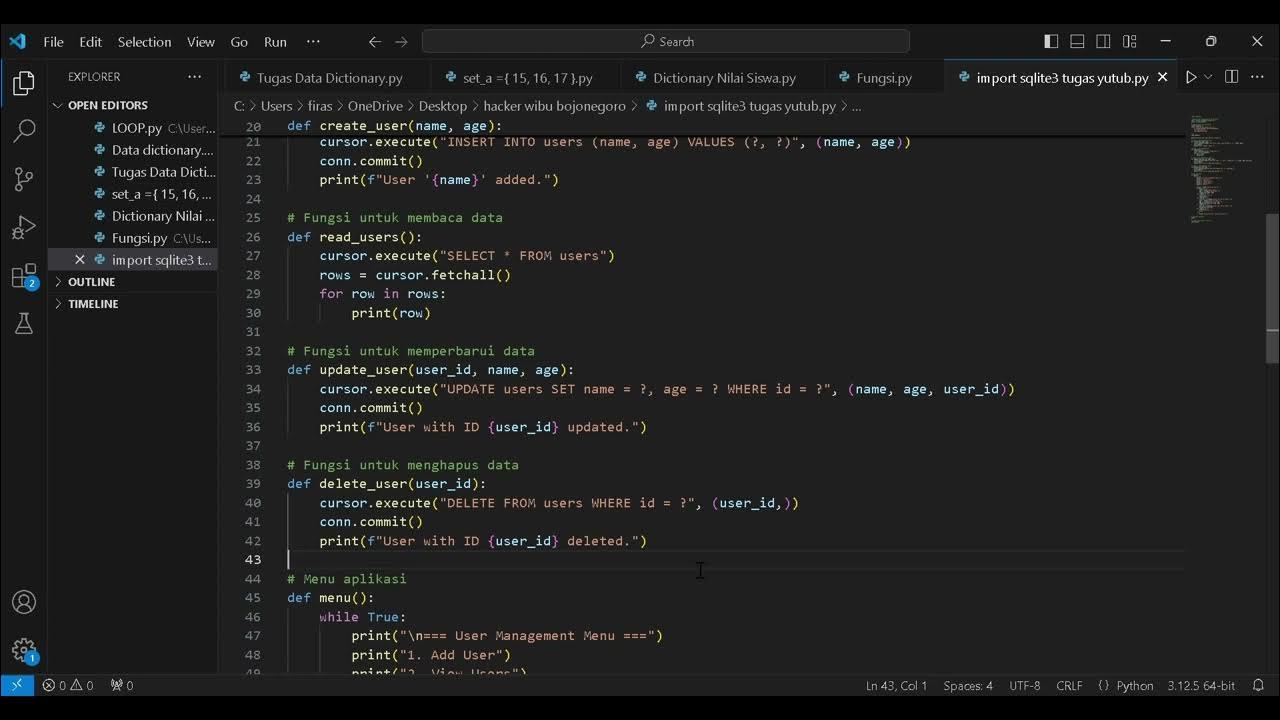 Tutorial Membuat Database dan Tabel Menggunakan Coding Bahasa Python dalam VSCODE - YouTube
