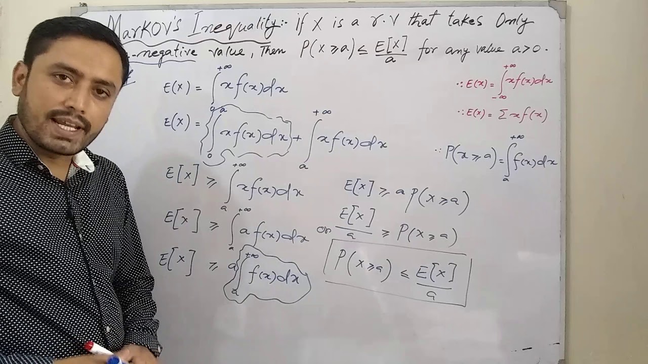 Markov's inequality with proof (1.continuous 2. Discrete 3. Example ...