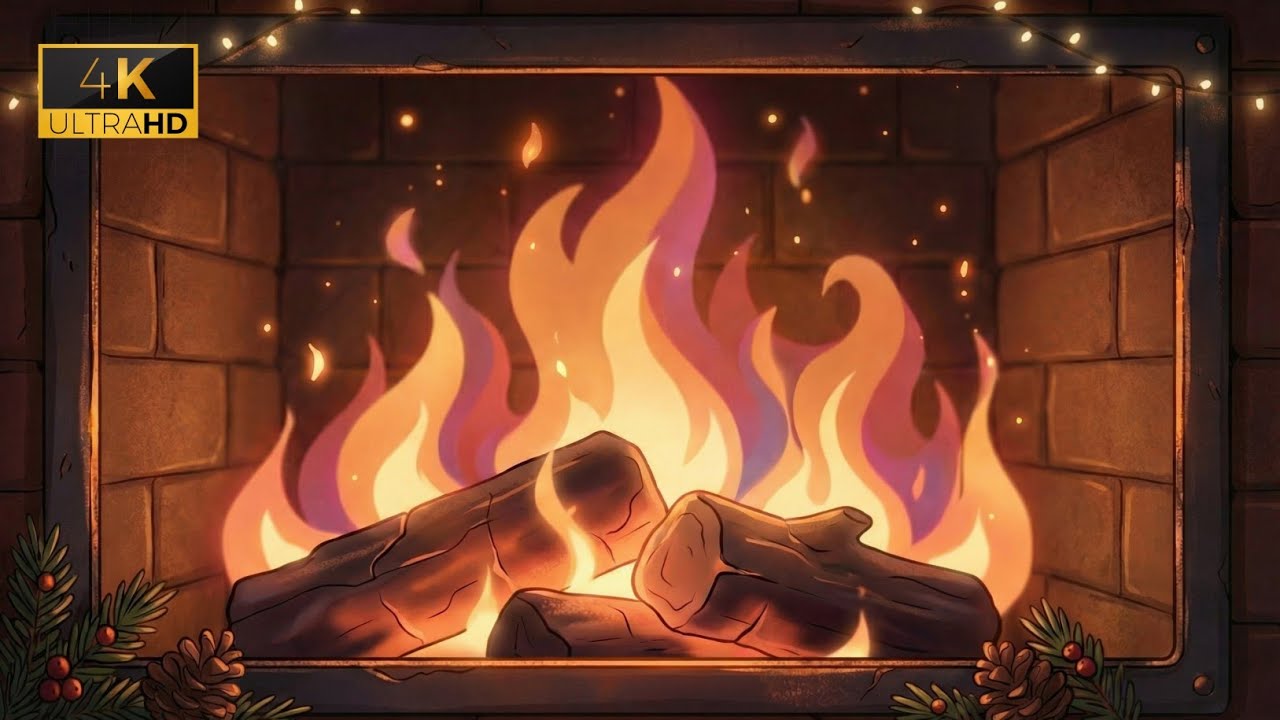Cozy Cartoon Fireplace Ambience🔥 Perfect Loop Background for Streaming ...
