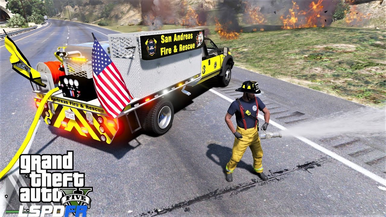 GTA 5 Firefighter Mod New LSPDFR Fire Callouts Brush Firetruck ...
