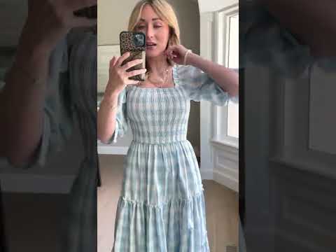 Mia Gingham Dress in Blue Try on in XS