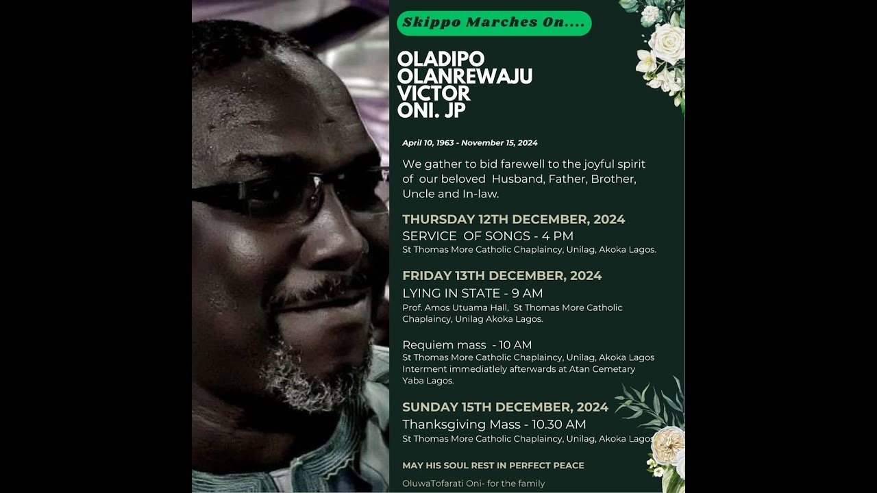 SERVICE OF SONGS IN HONOUR OF MR OLADIPO VICTOR ONI - YouTube