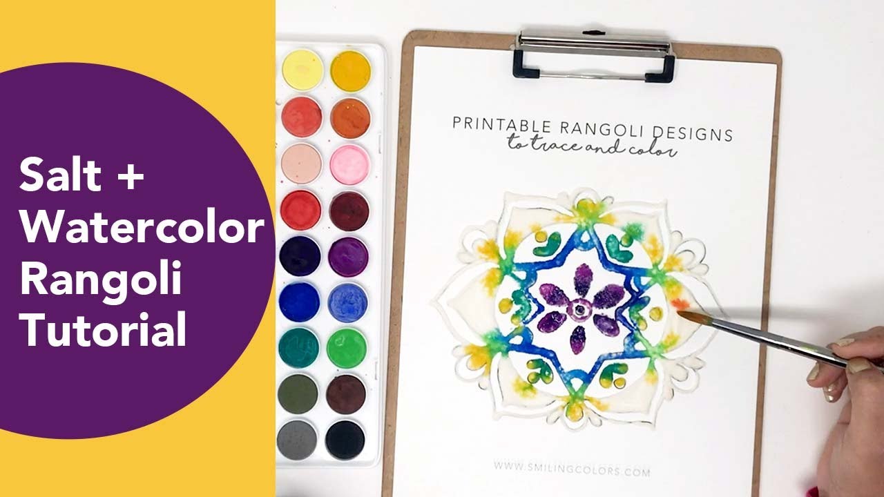 Salt Watercolor Rangoli - YouTube