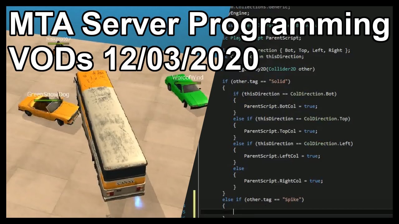 MTA Server Programming & Map-Making VODs 12/03/2020 - YouTube