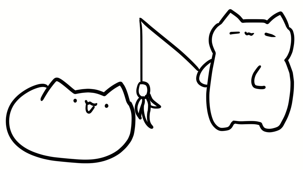 Animation of a cat playing with a cat fishing rod toy - YouTube