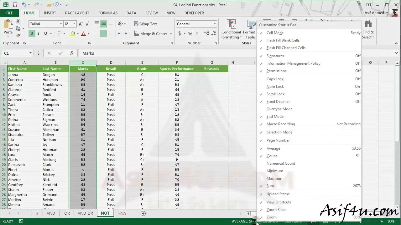 Excel Advanced Functions Training Bangla 02 Status Bar in Excel - YouTube