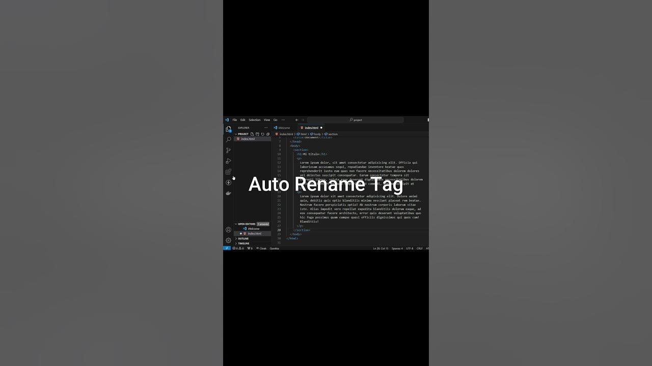 Plugin para Visual Studio Code. auto rename tag 😀😀 #shorts 🚀🚀🚀 - YouTube
