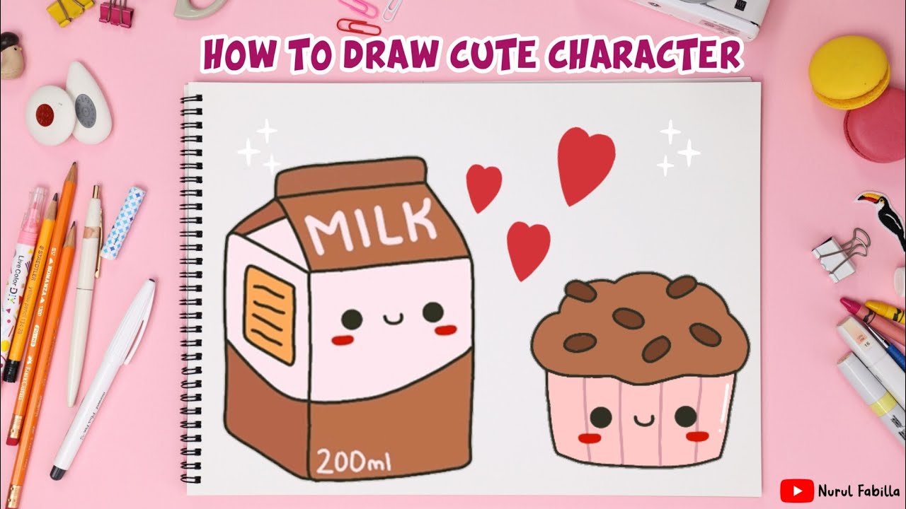 SO DELICIOUS! MILK AND MUFFIN | HOW TO DRAW CHOCOLATE MILK AND MUFFIN ...