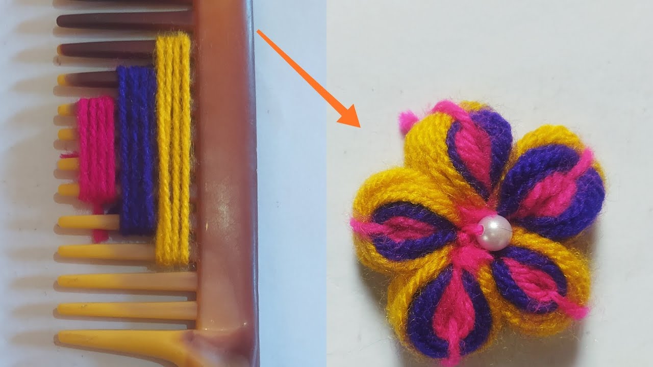 Amazing 🎇art and craft idea 💡 with wool and comb(In Hindi) - YouTube