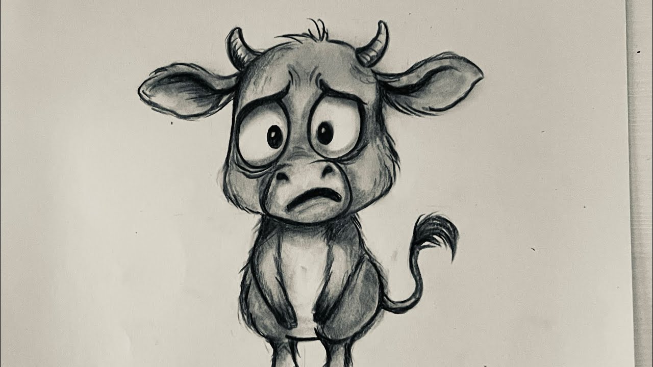 How to Draw a Cute Scared Cow Step by Step | Easy Drawing Tutorial 🐮 ...