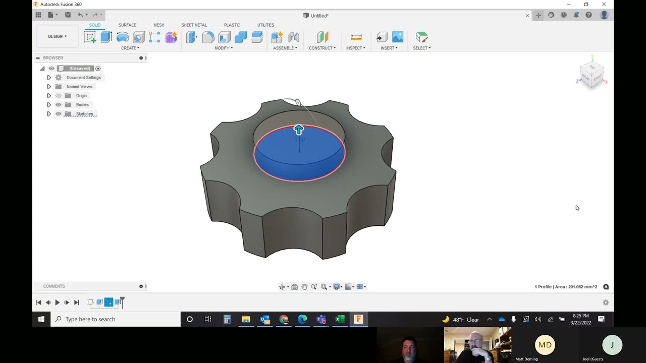 Fusion 360 - Modeling a knob for 3D printing - YouTube