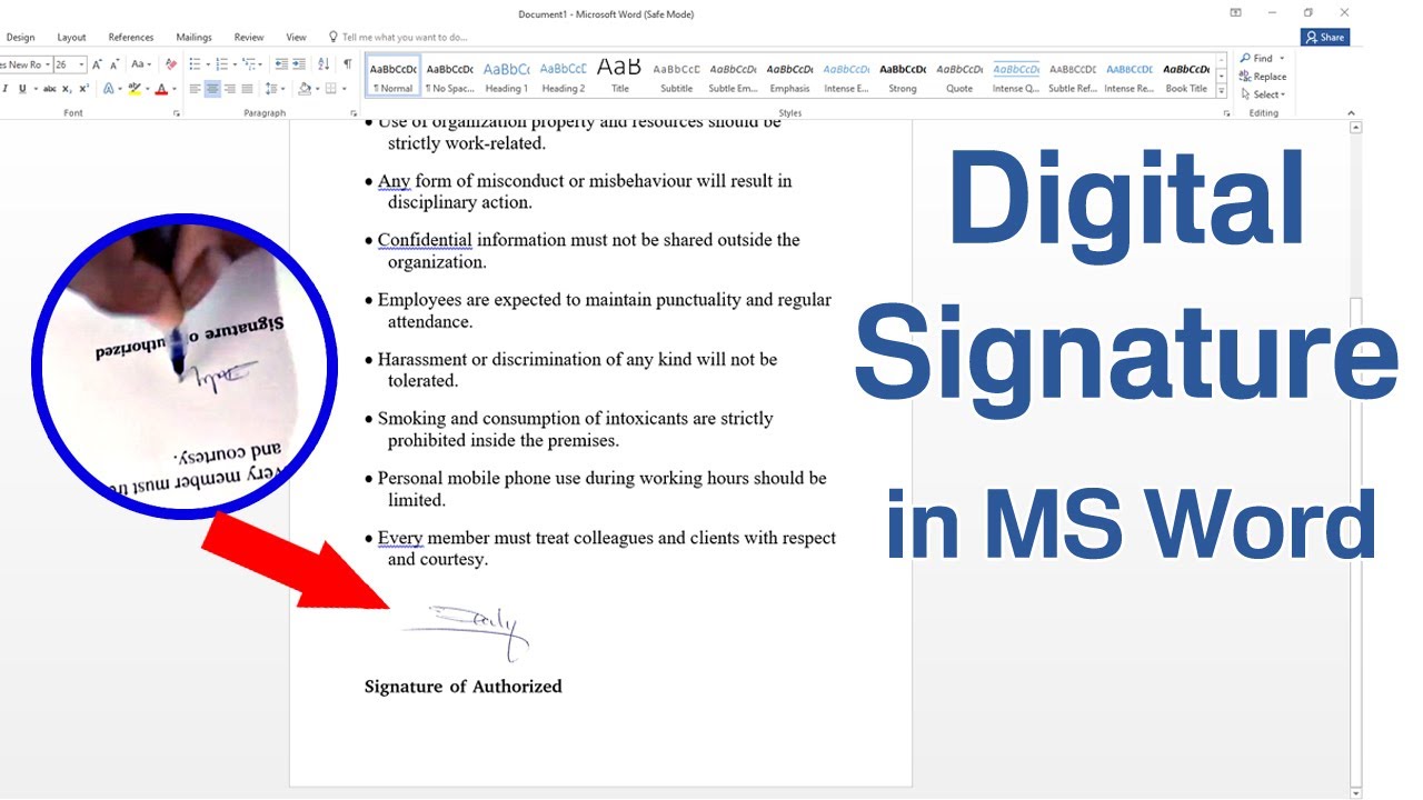 Digital Signature in MS Word, How to use digital signature in ms word ...