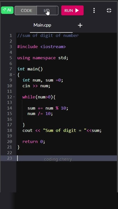 C++ Program to find sum of all digit of a number #shorts - YouTube