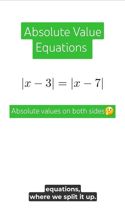 Solving Absolute Value Equations with absolute values on both sides # ...