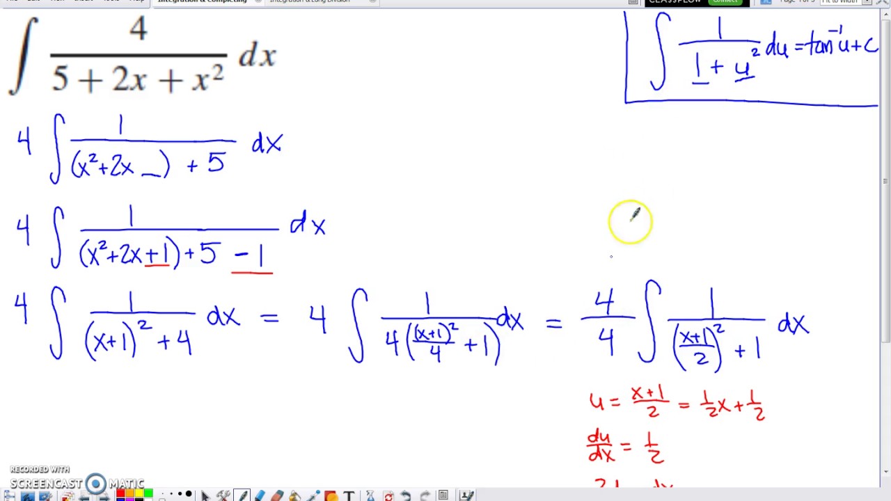 Completing The Square And Integration inverse Tangent Or Arctangent Completing The Square And Integration inverse Tangent Or Arctangent