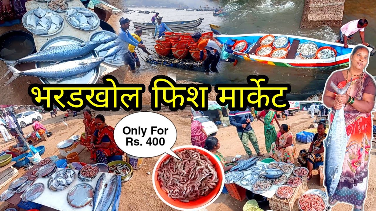 Bharadkhol Fish Market | भरडखोल फिश मार्केट | माश्यांचा लिलाव | मच्छी ...