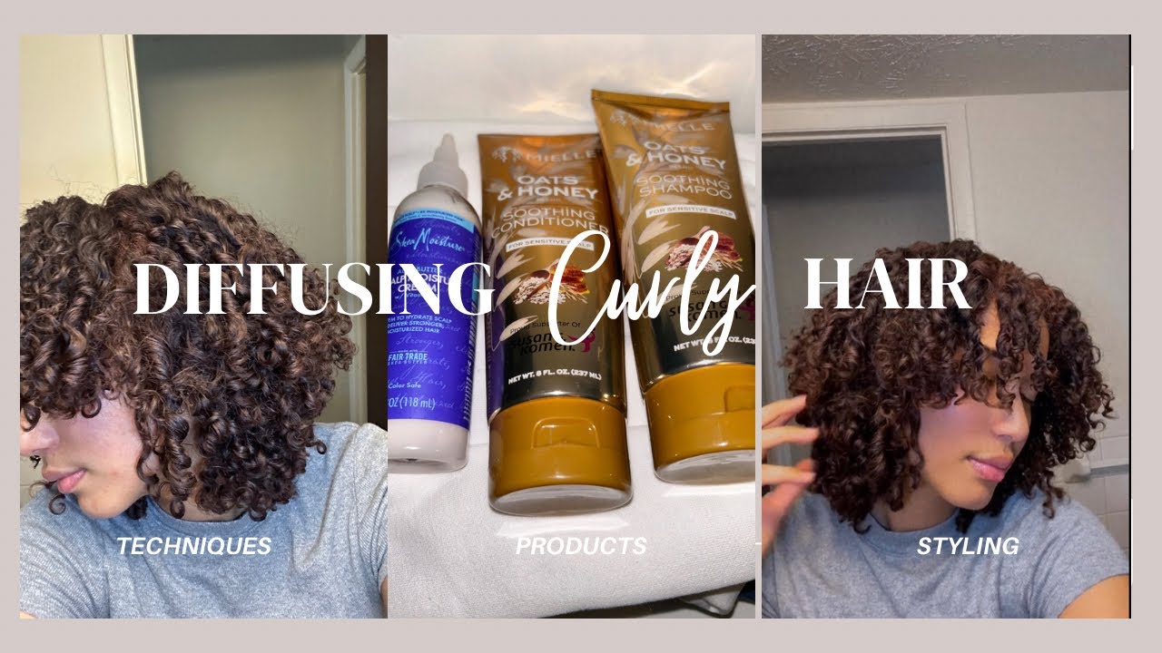 Diffusing CURLY Hair | Shrinkage FREE, Finger Coils, HEAT DAMAGE | - YouTube