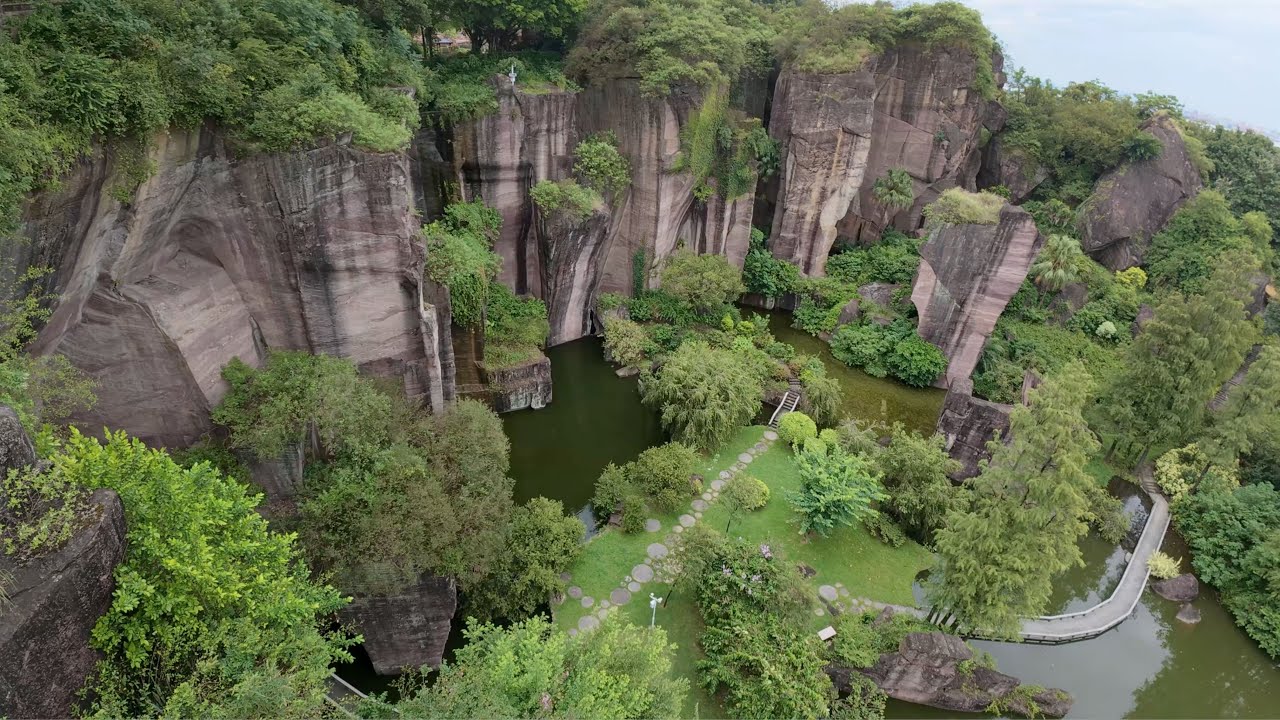 Walking Through a Chinese Park with an Ancient Quarry - YouTube